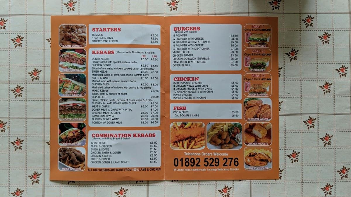 Menu at The Best Kebab fast food, Royal Tunbridge Wells