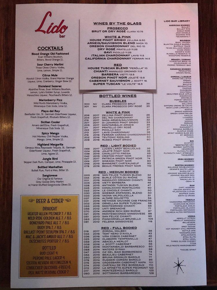 Menu at Tucci Restaurant, Lake Oswego
