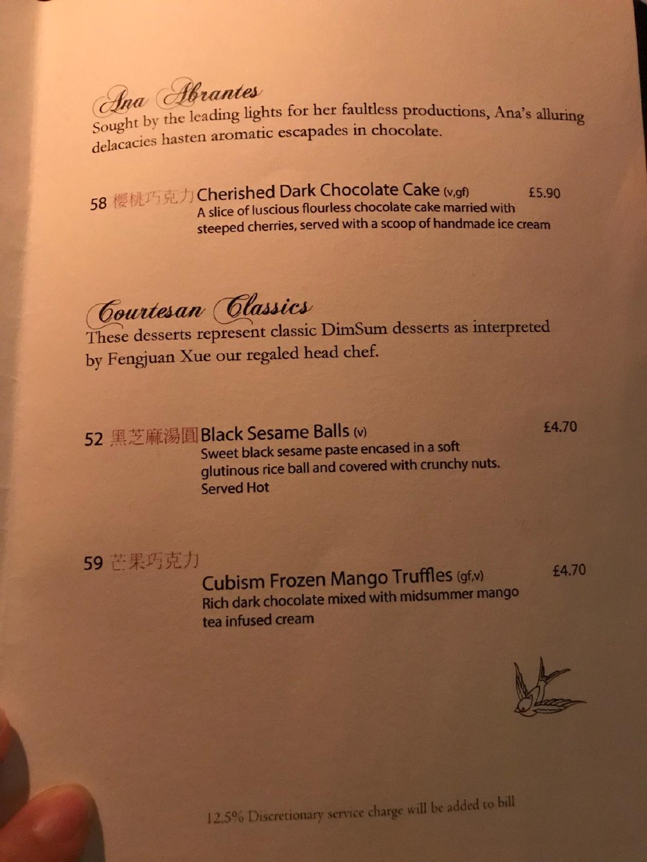Menu at The Courtesan pub & bar, London