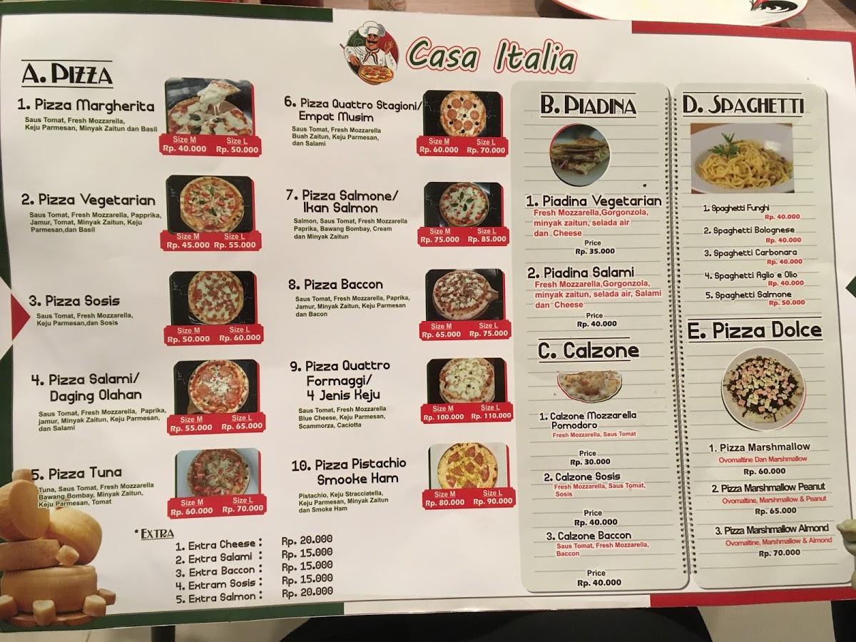 Menu at Casa Italia restaurant, Surabaya, PTC Mall. Lt. UG E1