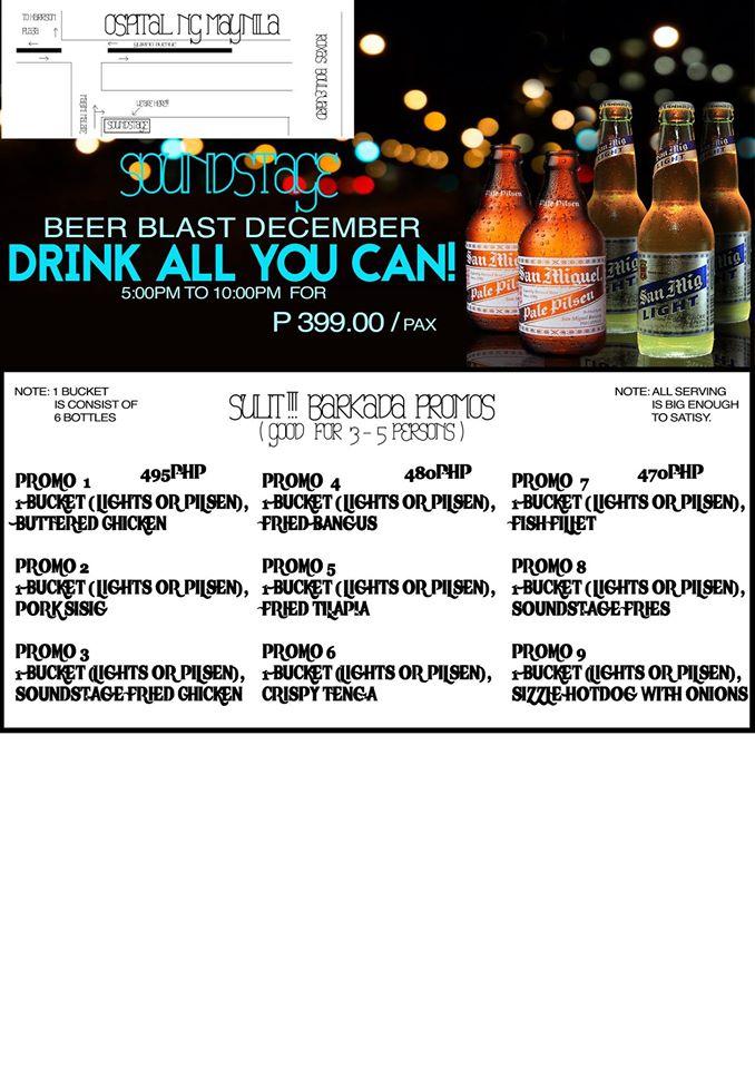 Menu at Estudio De Sunido - Soundstage pub & bar, Manila