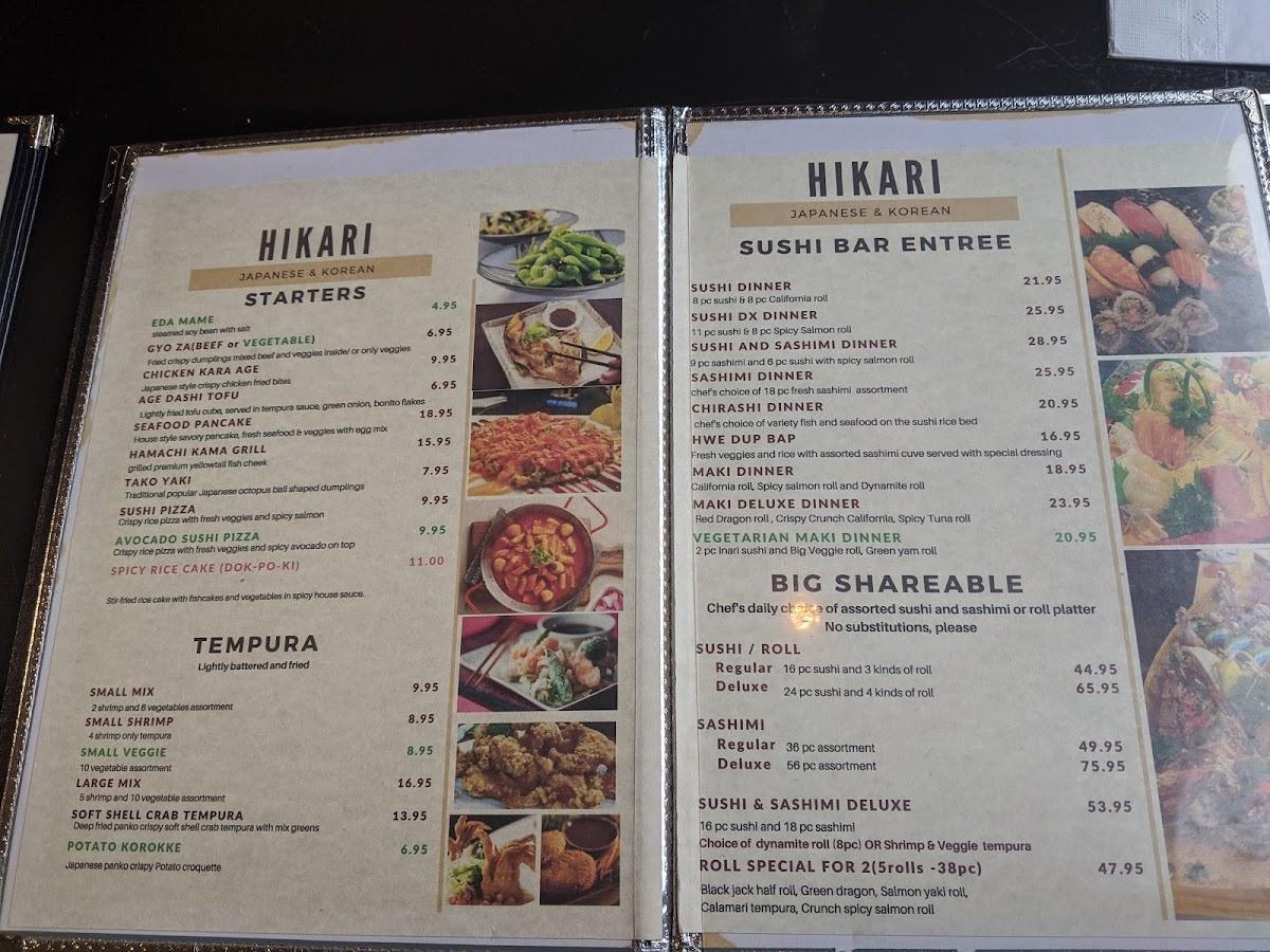 Menu at Hikari Restaurant, Windsor