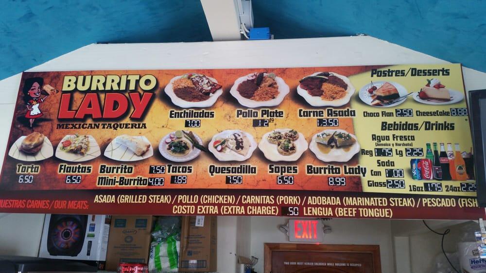 Menu at The Burrito Lady restaurant, Shoshone