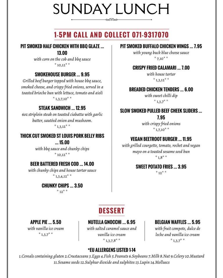 Menu at The Driftwood pub & bar, Rosses Point