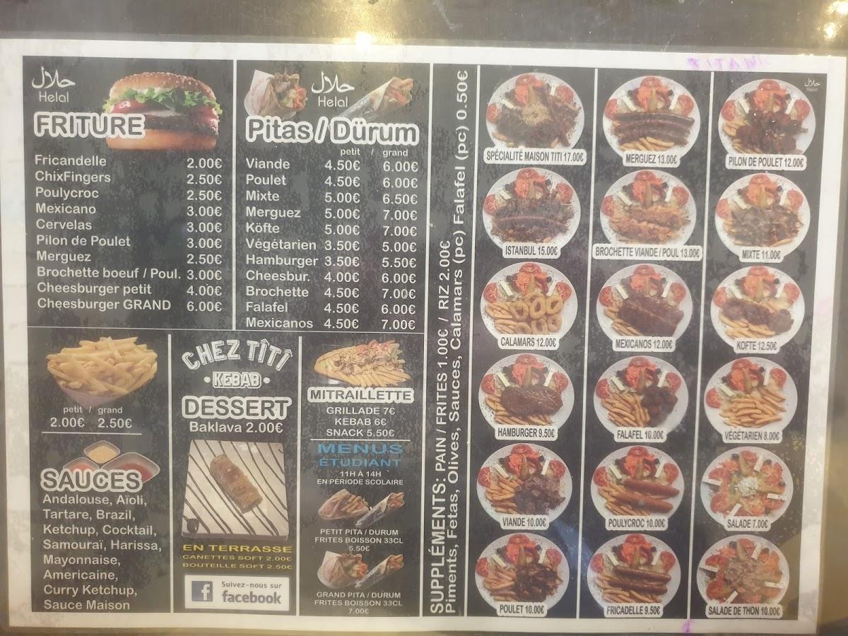 Menu at Chez Tîtî, Arlon
