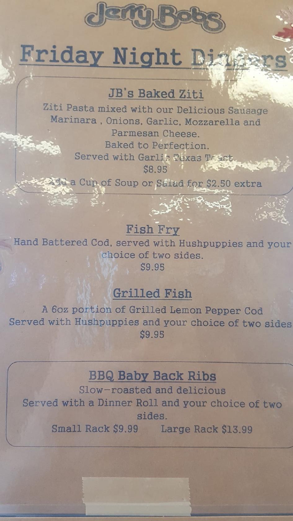 Menu at Jerry Bob's Family Restaurant, Oro Valley, N La Cañada Dr #140