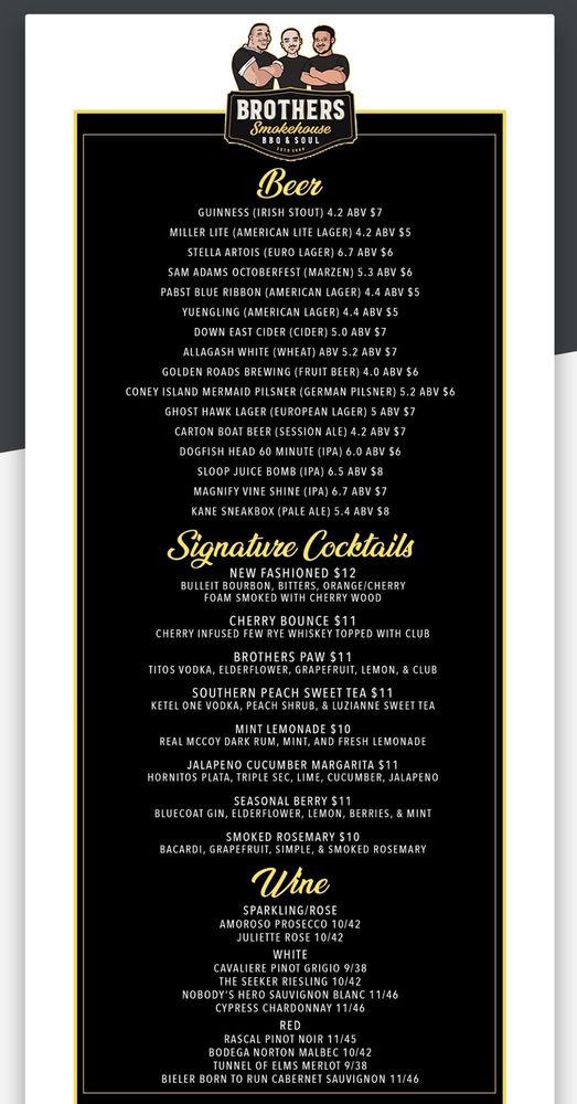 Menu at Brothers Smokehouse BBQ & Soul, Ramsey, 900 Route 17 N