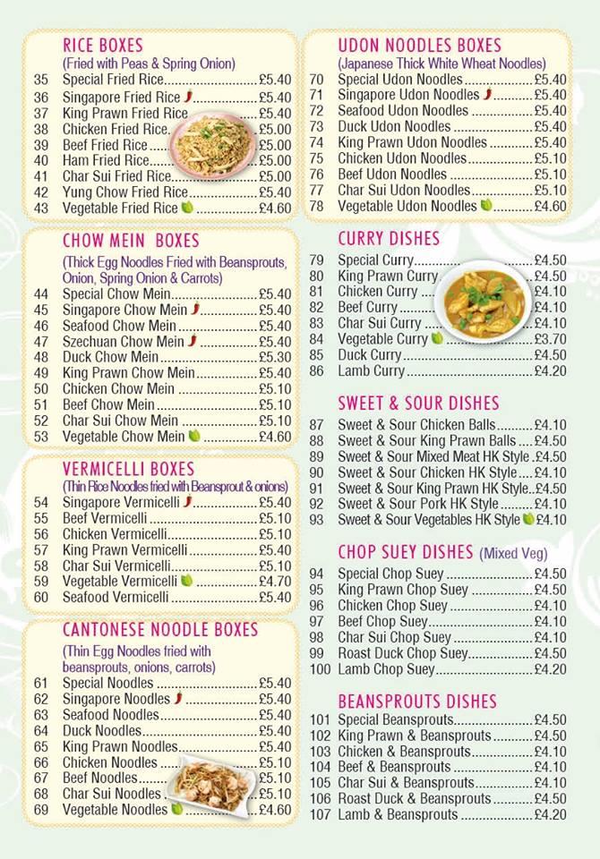 Menu at CHINESE OPEN KITCHEN Chinese Takeaway restaurant, Runcorn