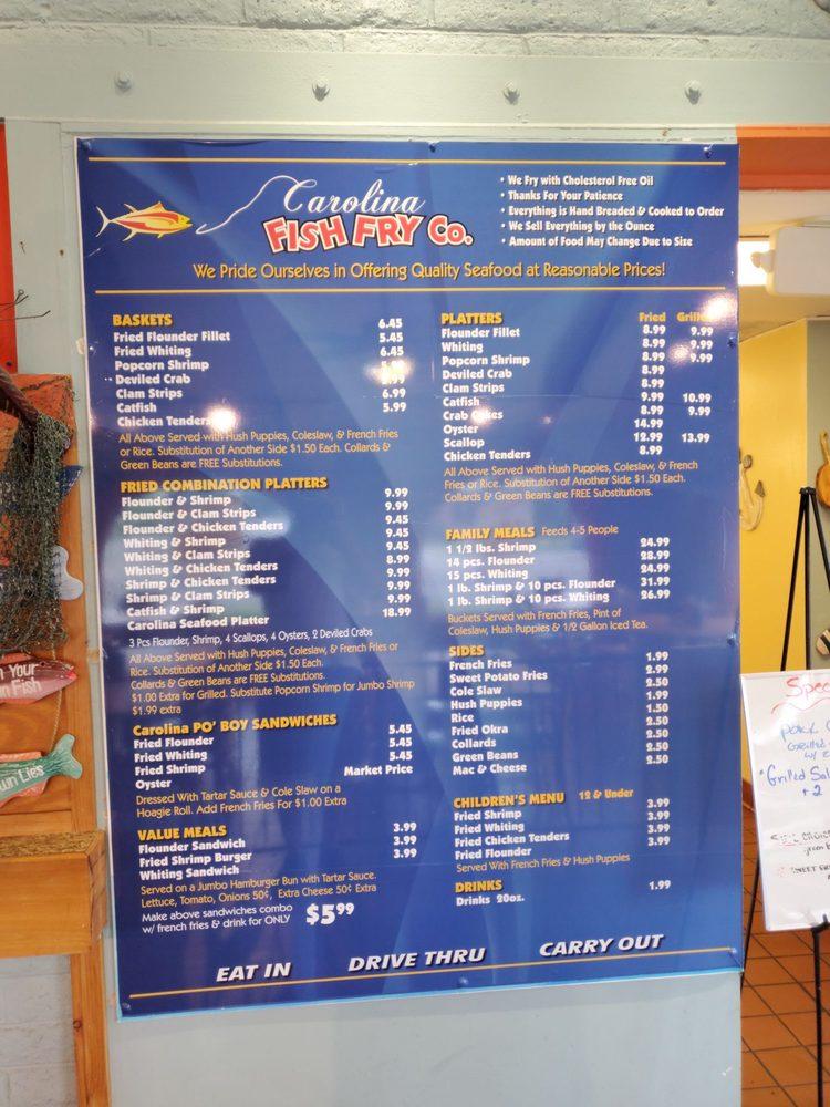Menu at Carolina Fish Fry restaurant, Wilmington