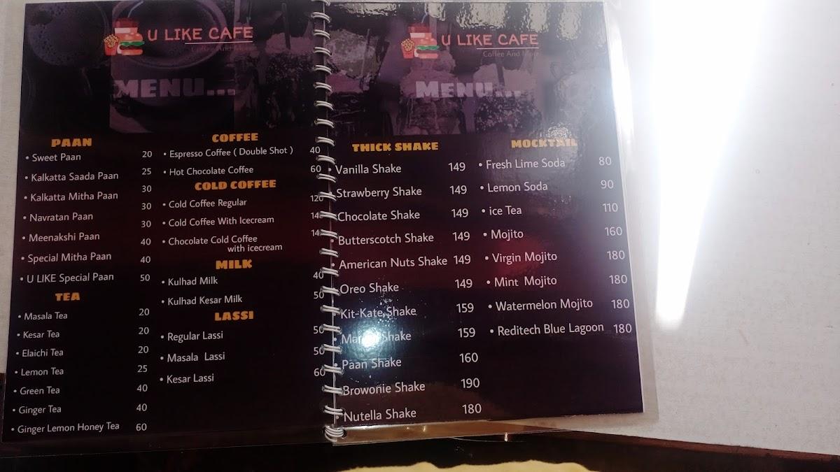 Menu at Chokhi Falhari, Salasar