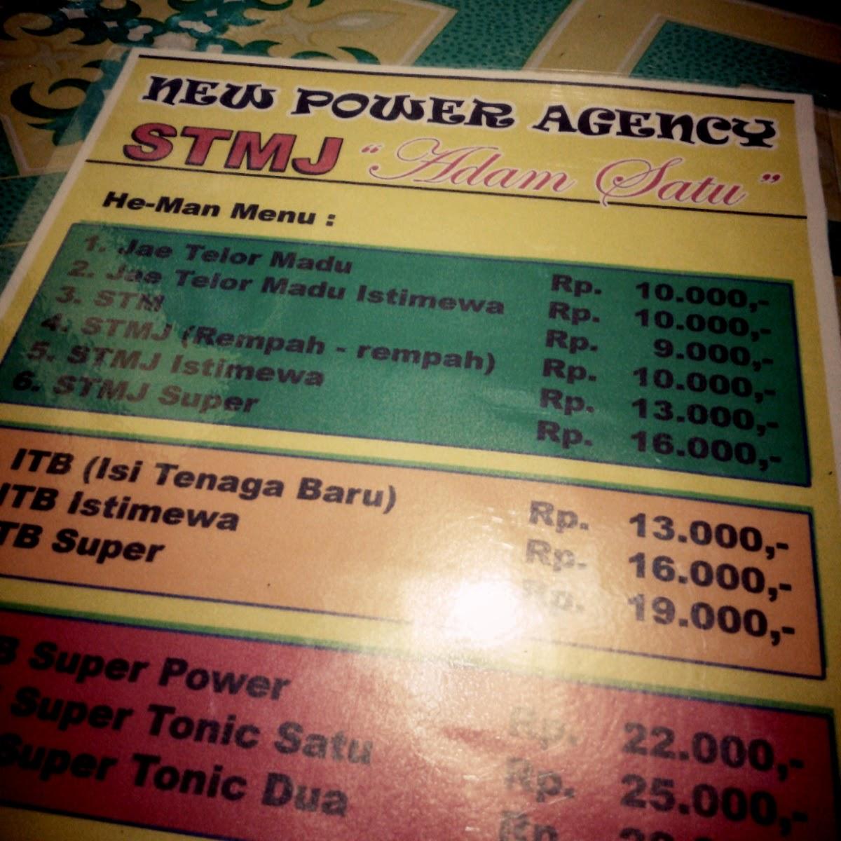 Menu at STMJ Adam Satu Legendaris cafe, Mojokerto