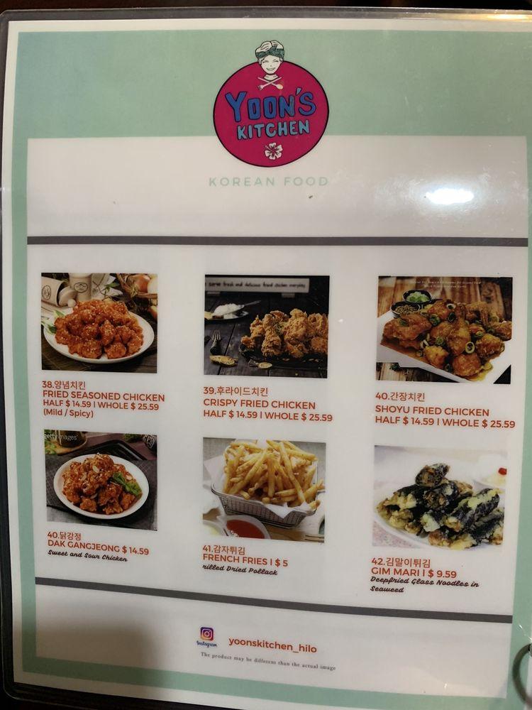 Menu at Yoon's Kitchen Korean Food & Chicken restaurant, Hilo
