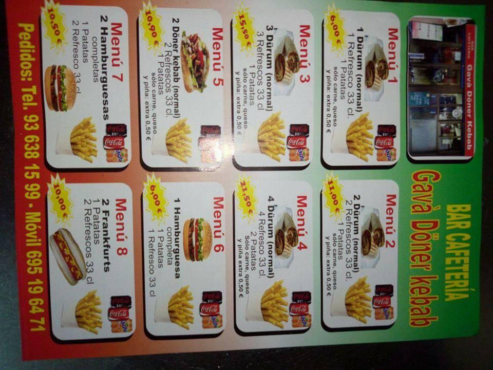 Menu at Gavà Doner Kebab restaurant, Gavà