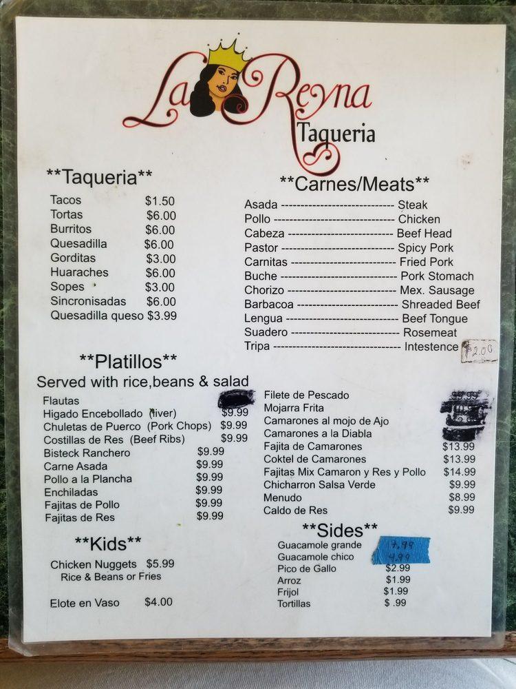 Menu at La Reyna restaurant, Tulsa, 409 E Kenosha St