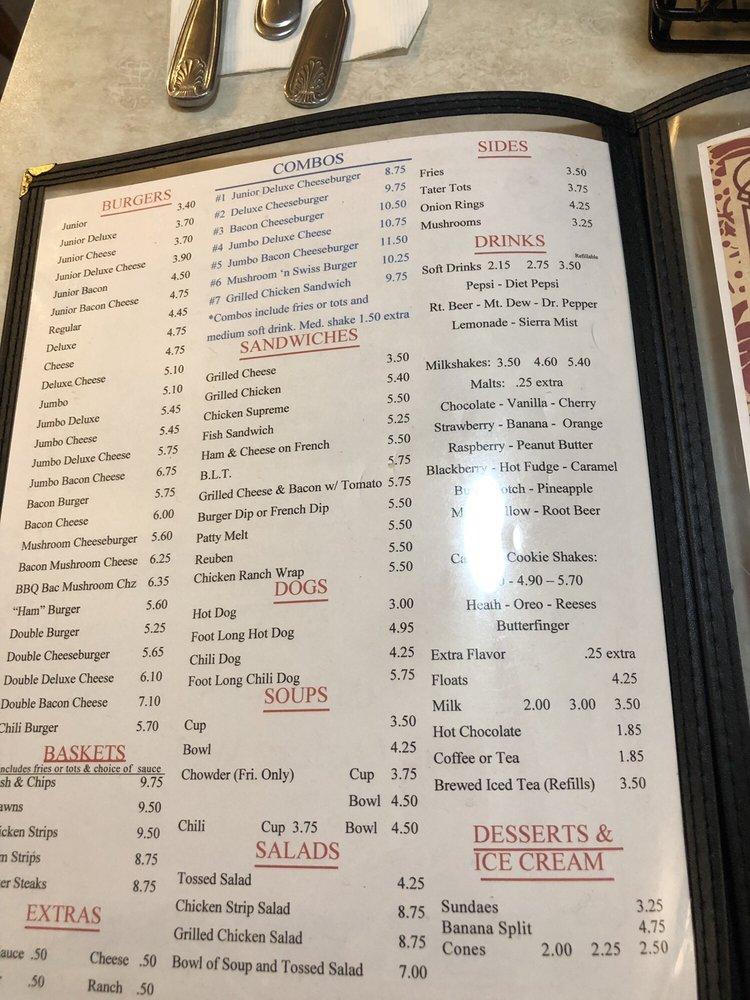 Menu at Bill & Bea's Drive In restaurant, Centralia