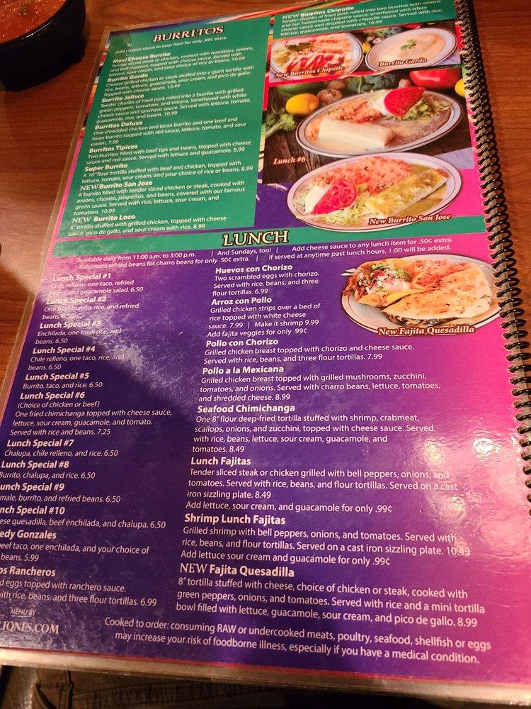 Menu at Casa Del Sabor restaurant, Springfield