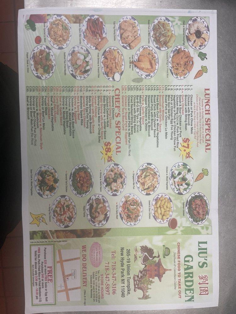 Menu at Liu's Garden restaurant, New Hyde Park, 265-19 Union Tpke