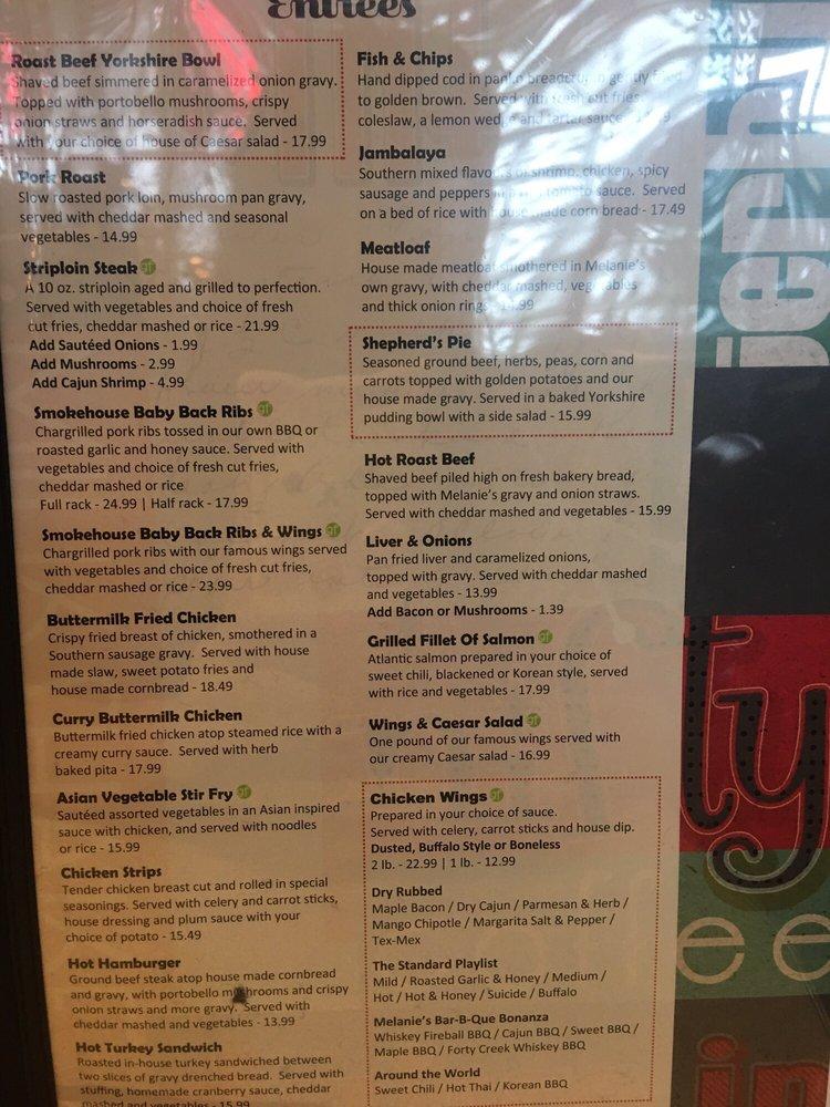 Menu at Melanie Pringles Restaurant, Whitby