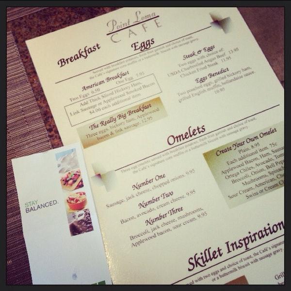 Menu at Point Loma Cafe, San Diego, N Harbor Dr