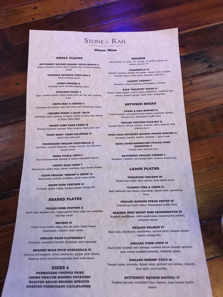 Menu at Stone & Rail pub & bar, Glen Rock