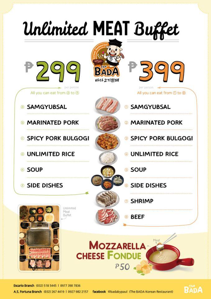 Menu at The BADA Unlimited Samgyupsal A.S Fortuna Branch restaurant ...