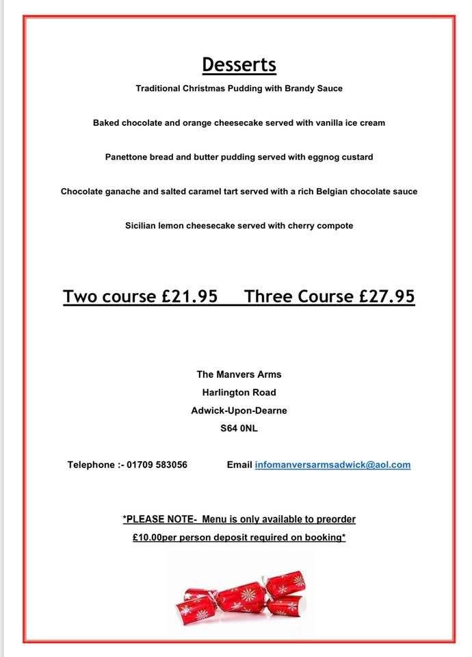 Menu at The Manvers Arms pub & bar, Mexborough, Harlington Rd