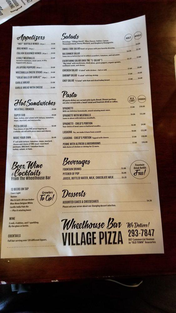 Menu at Wheelhouse pub & bar, Anacortes