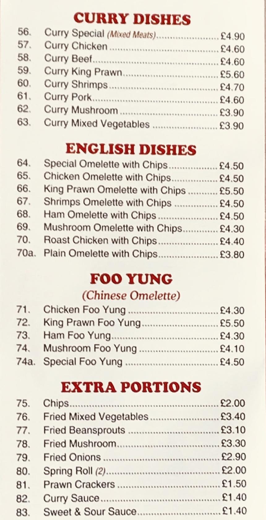 Menu at Golden Dragon fast food, Uckfield
