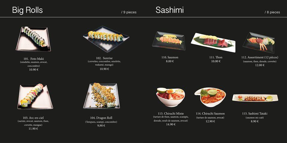 Menu at sushi house, Charleroi, Rue de Dampremy 18