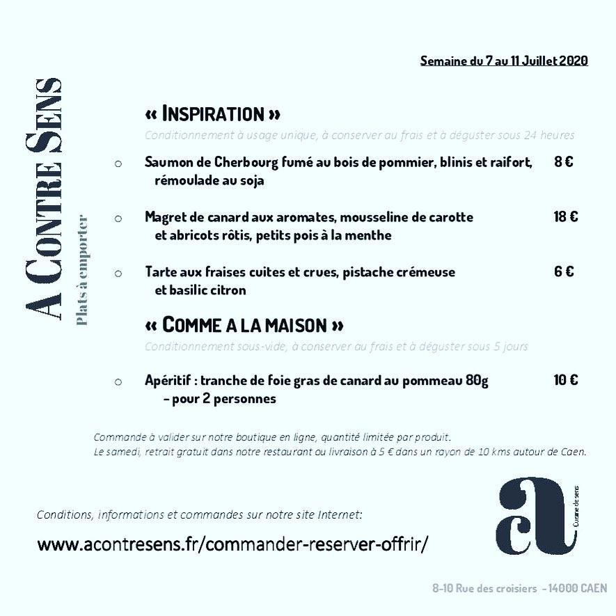 Menu at A Contre Sens restaurant, Caen