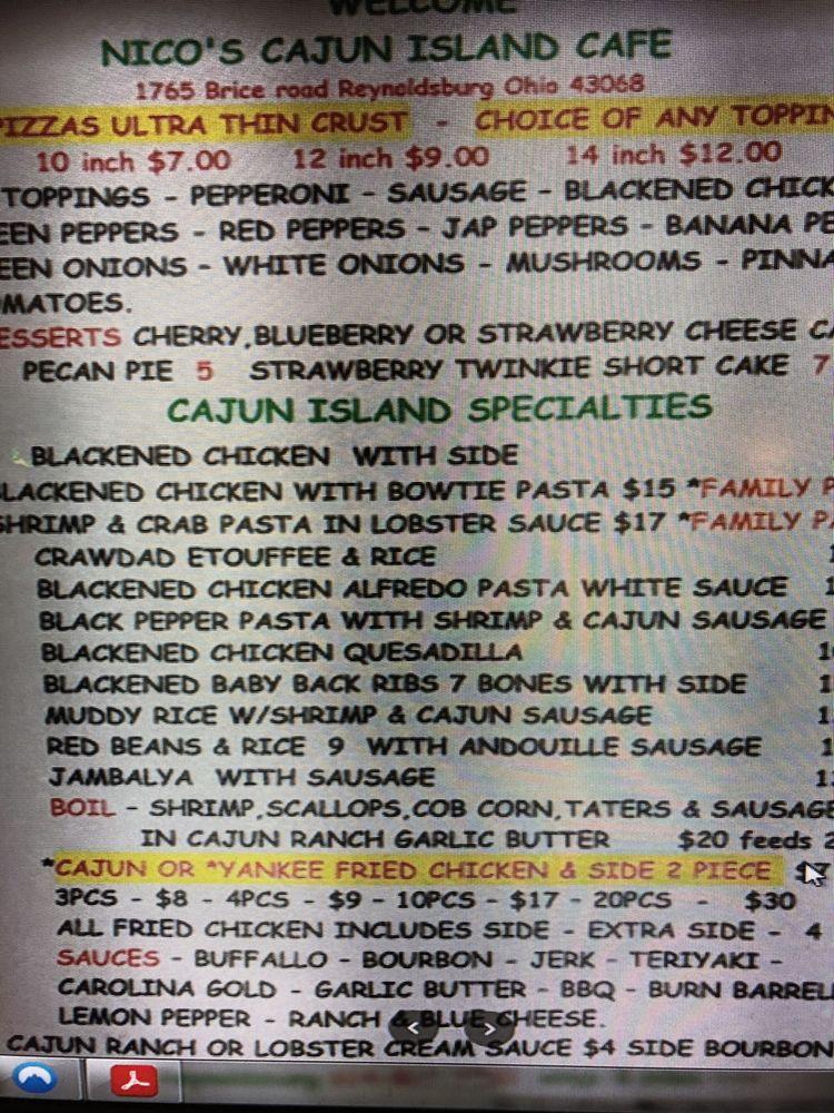 Menu at Cajun Island restaurant, Reynoldsburg, Brice Rd
