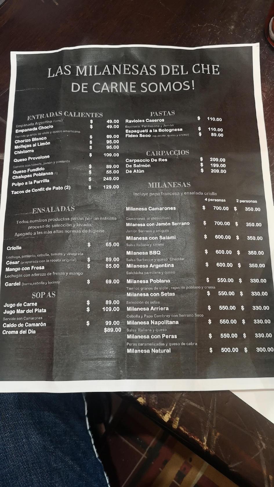 Carta del restaurante Che Garufa, Heroica Puebla del Zaragoza, San ...