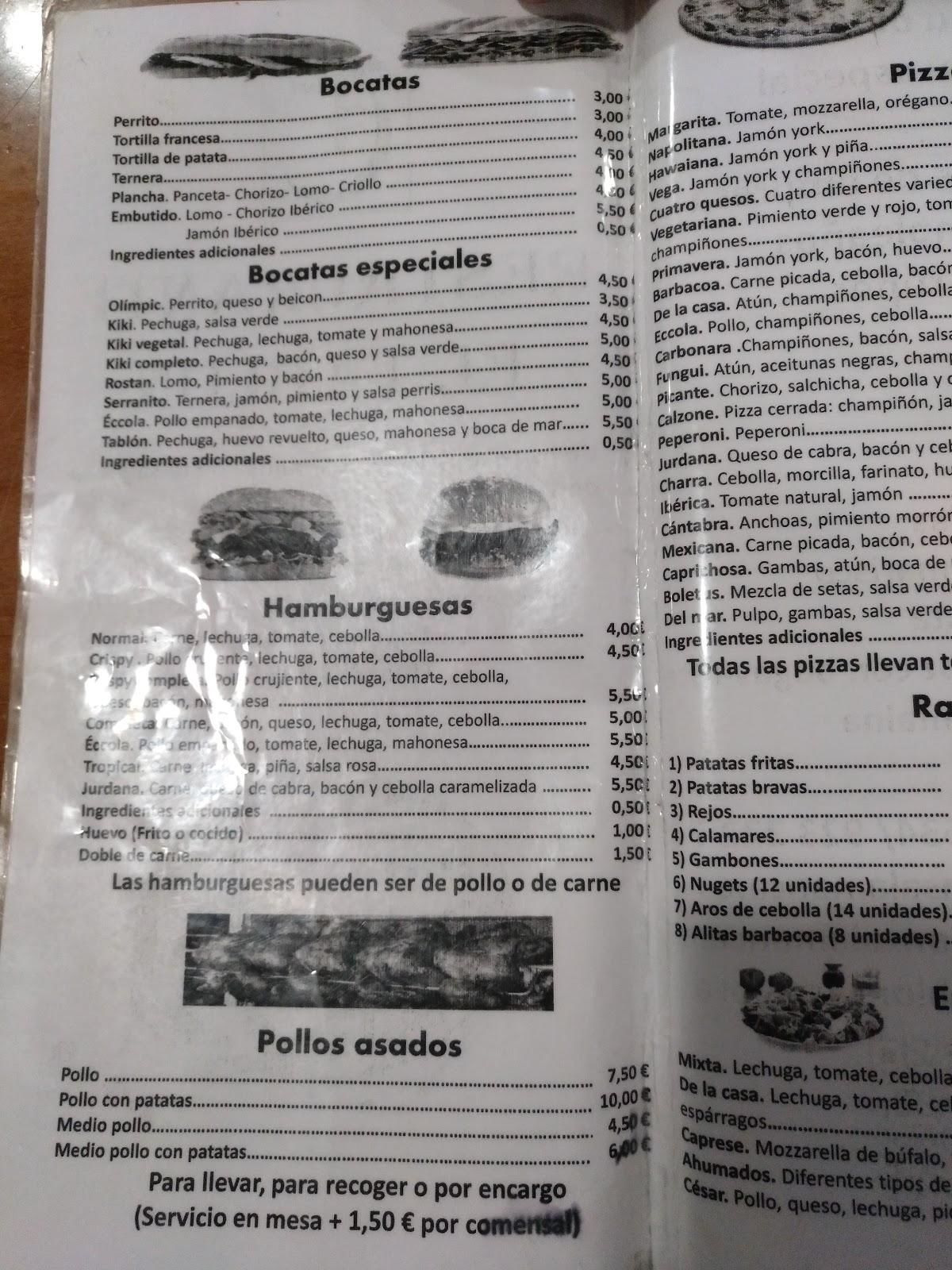 Menu at El Tablón Salamanca pizzeria, Carbajosa de la Sagrada