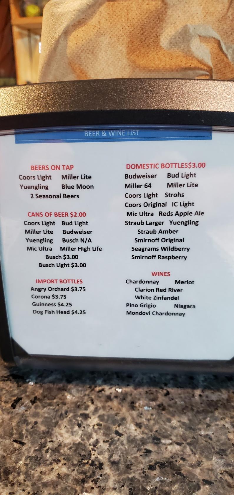 Menu at Fat Kid's Sports Bar, DuBois
