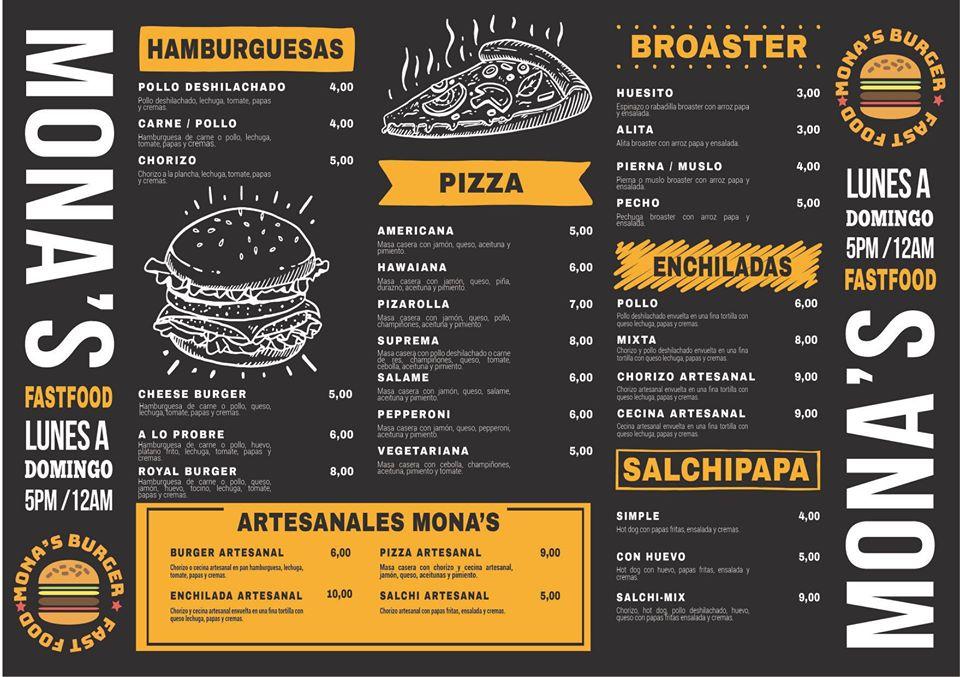 Menu at Productos Artesanales Mona´s restaurant, Villa Rica