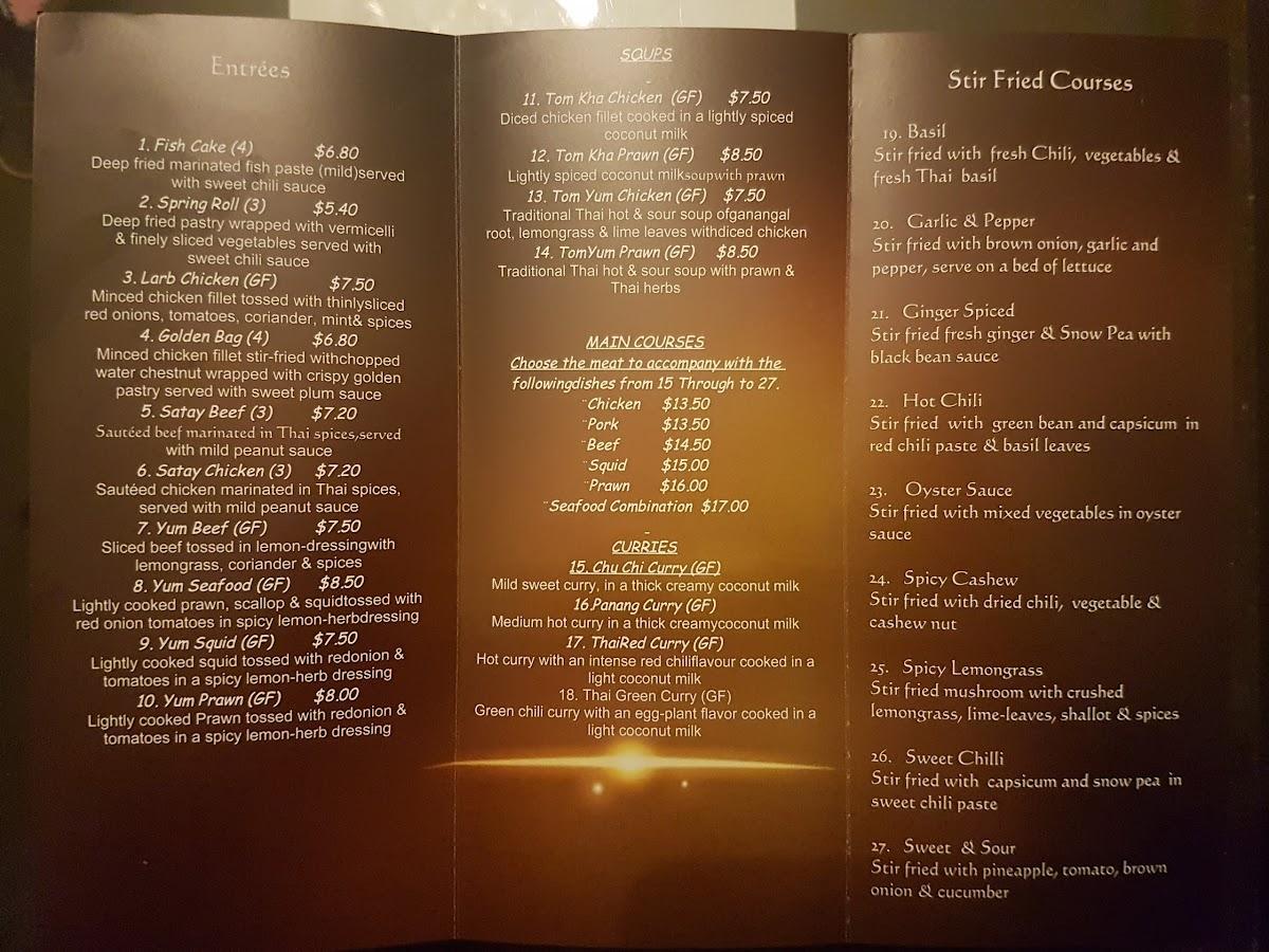 Menu at Manee Siam Thai Restaurant, Goodwood