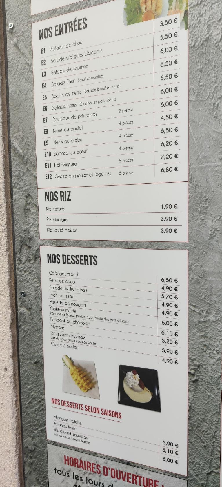 Menu at New sushi restaurant, Castelnaudary