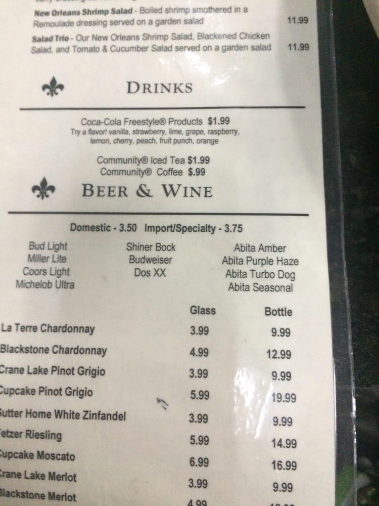 Menu at Abe's Cajun Market restaurant, Houston