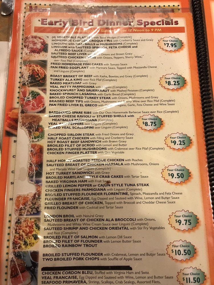Menu at Andonios Diner restaurant, Philadelphia