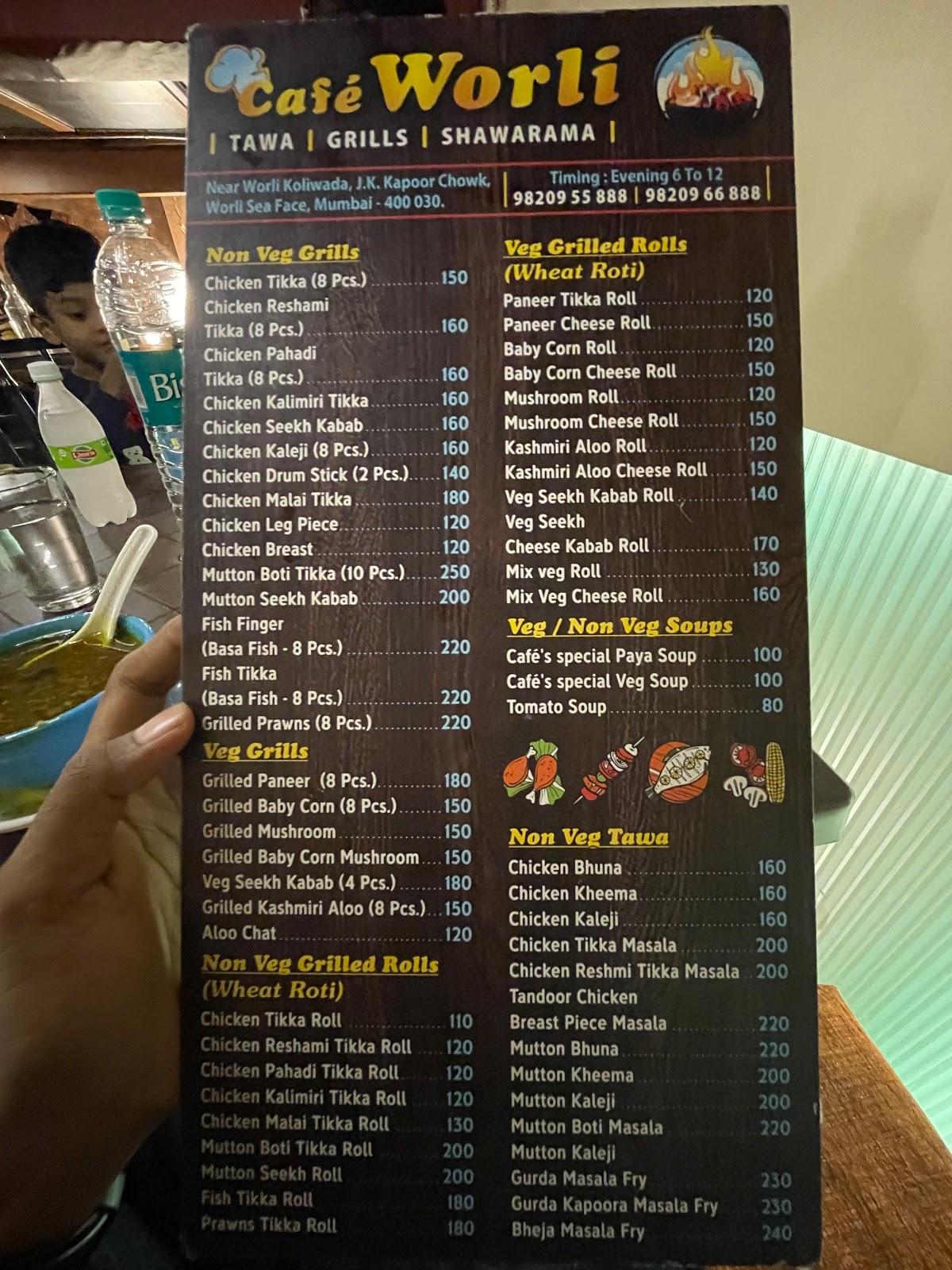 Menu at Cafe Worli, Mumbai