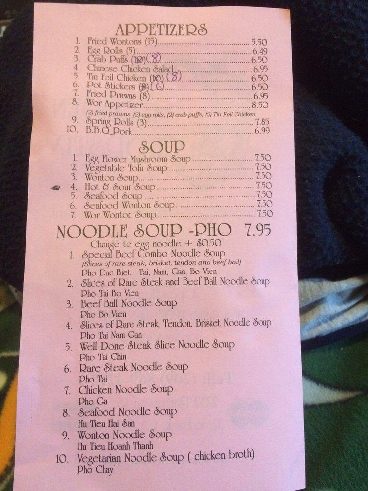 Menu at Golden Chopstix restaurant, Riverbank