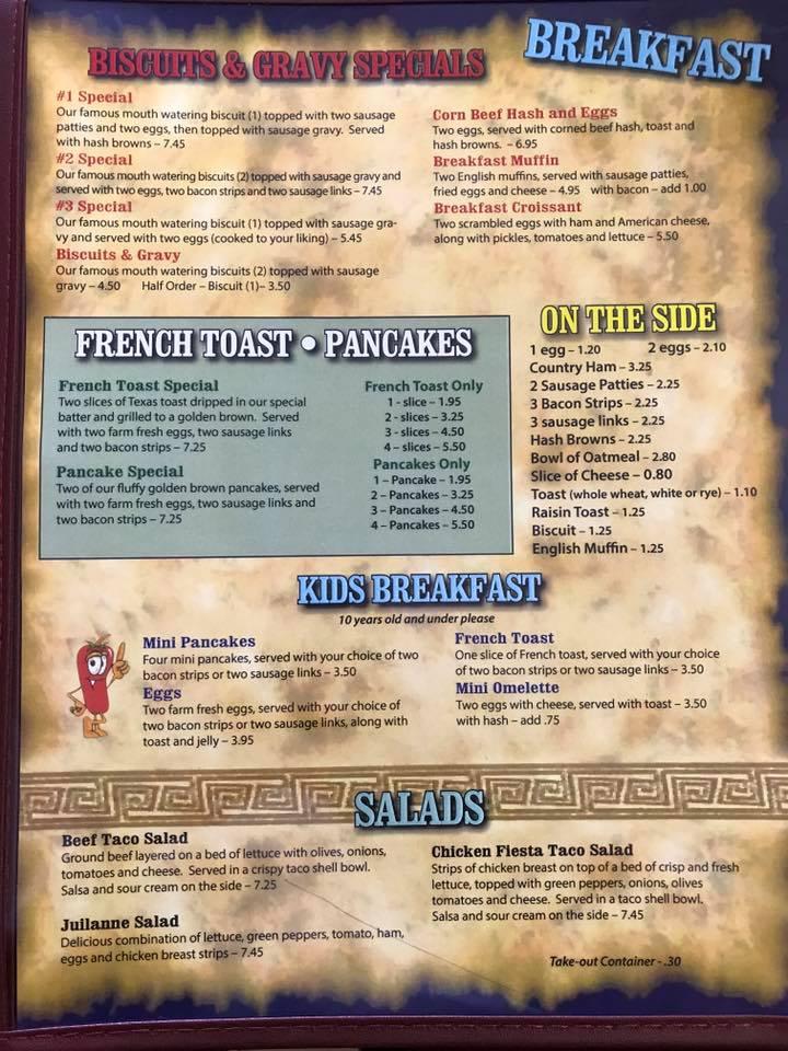 Menu at Mexico Chiquito restaurant, Lowell