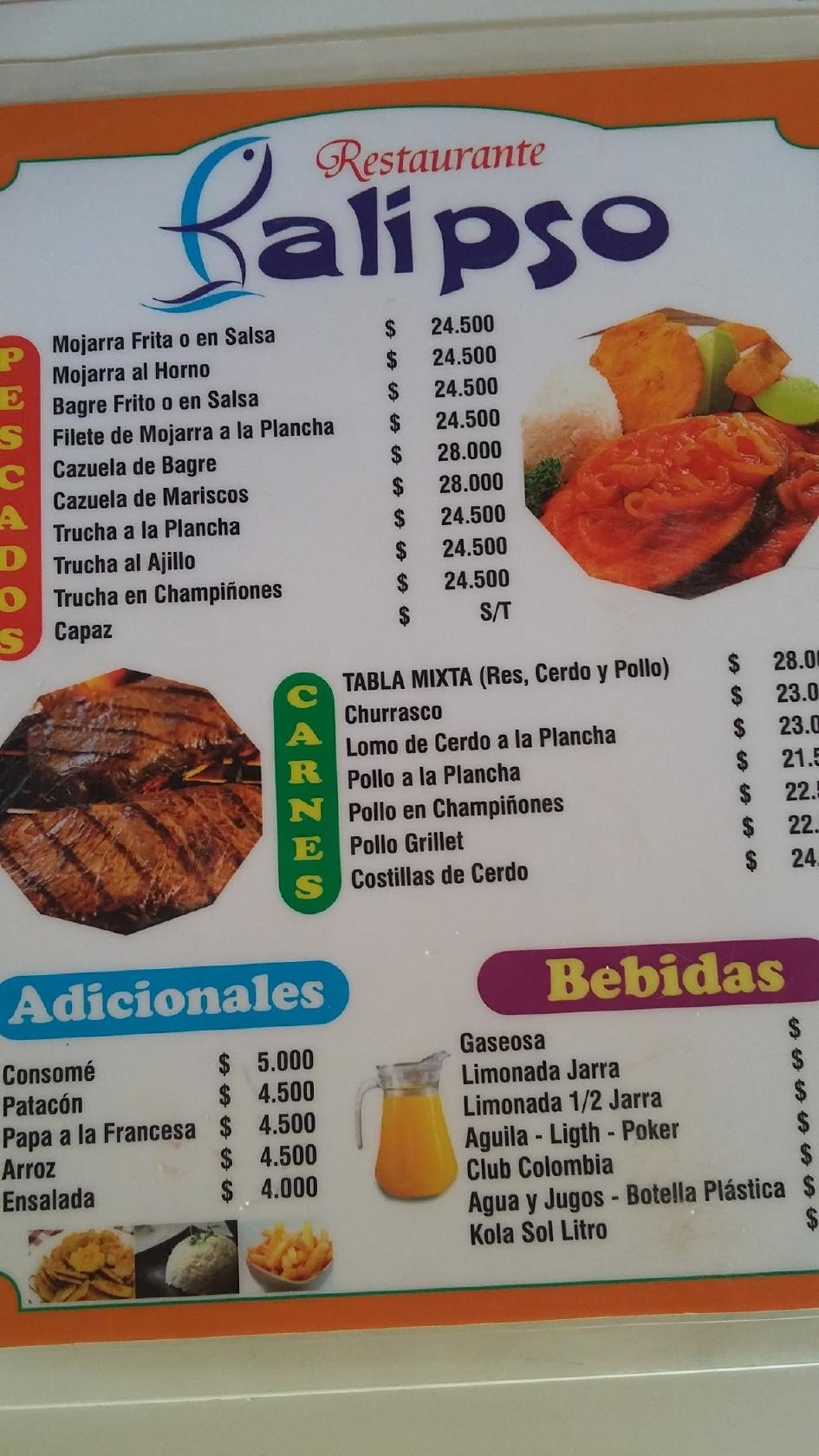 Menu at Restaurante Kalipso, Colombia