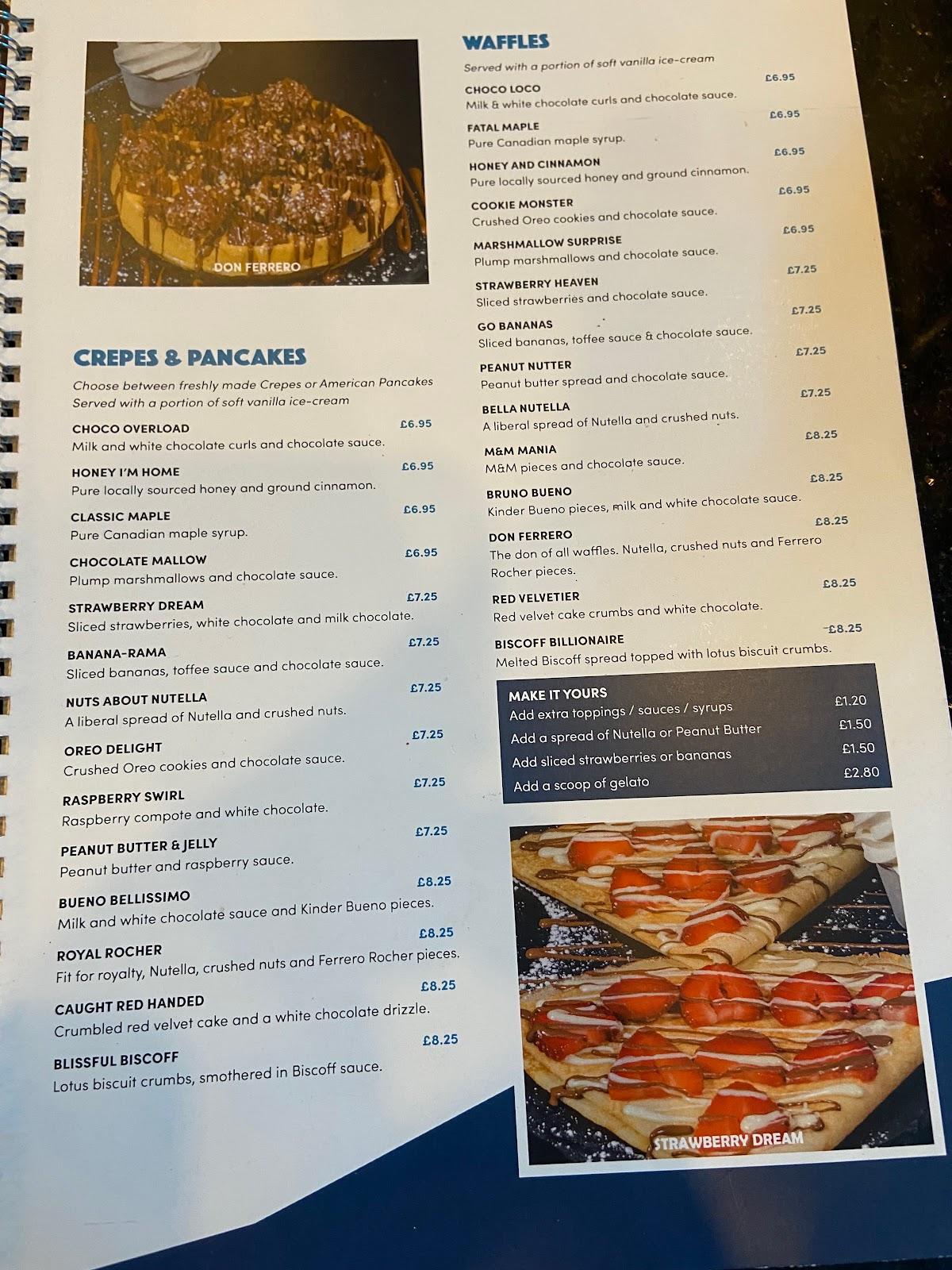 Menu at The Urban Chocolatier Whitechapel restaurant, London, 9 Davenant St