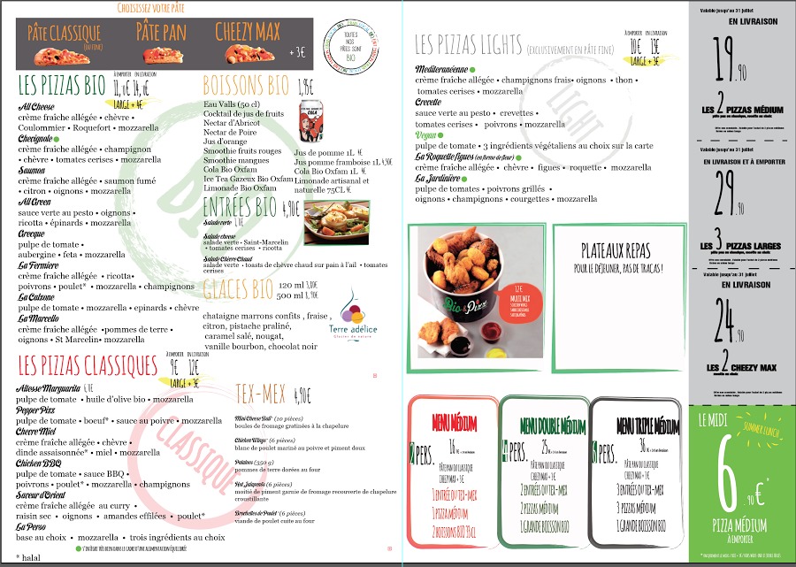Menu at Bio & Pizz pizzeria, Lyon