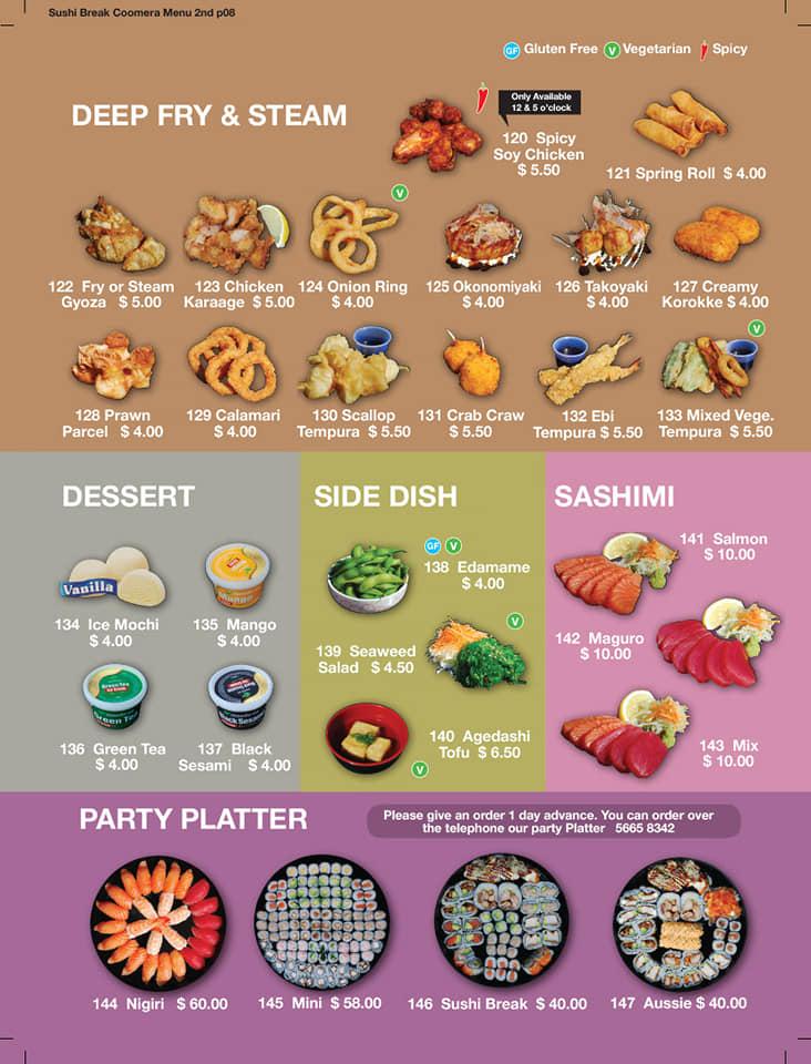 Menu at Sushi Break Express Coomera restaurant, Gold Coast