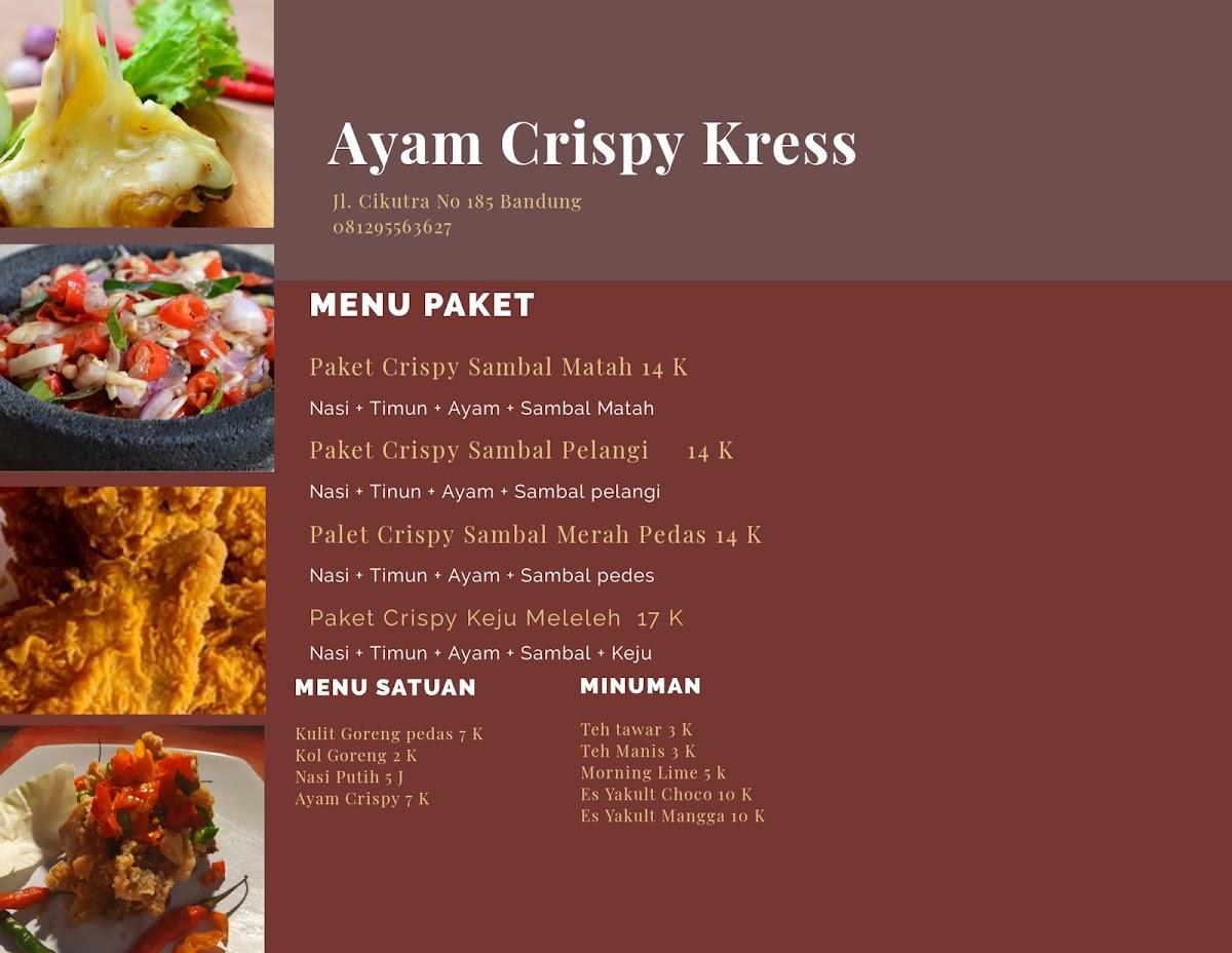 Menu at Ayam Crispy kres restaurant, Bandung