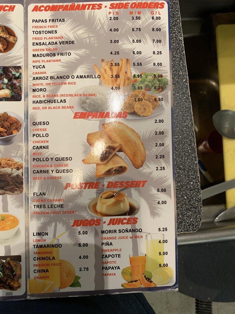 Menu at Cocina Dominicana restaurant, Stroudsburg