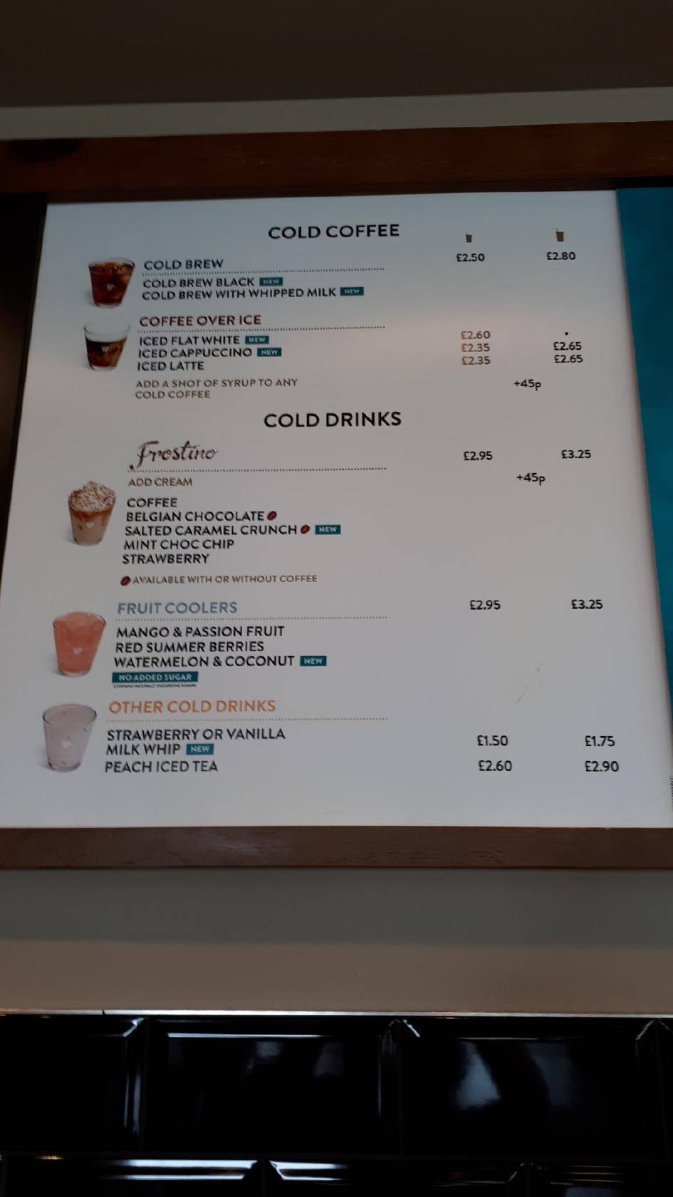 Menu at Costa Drive Thru, Wolverhampton