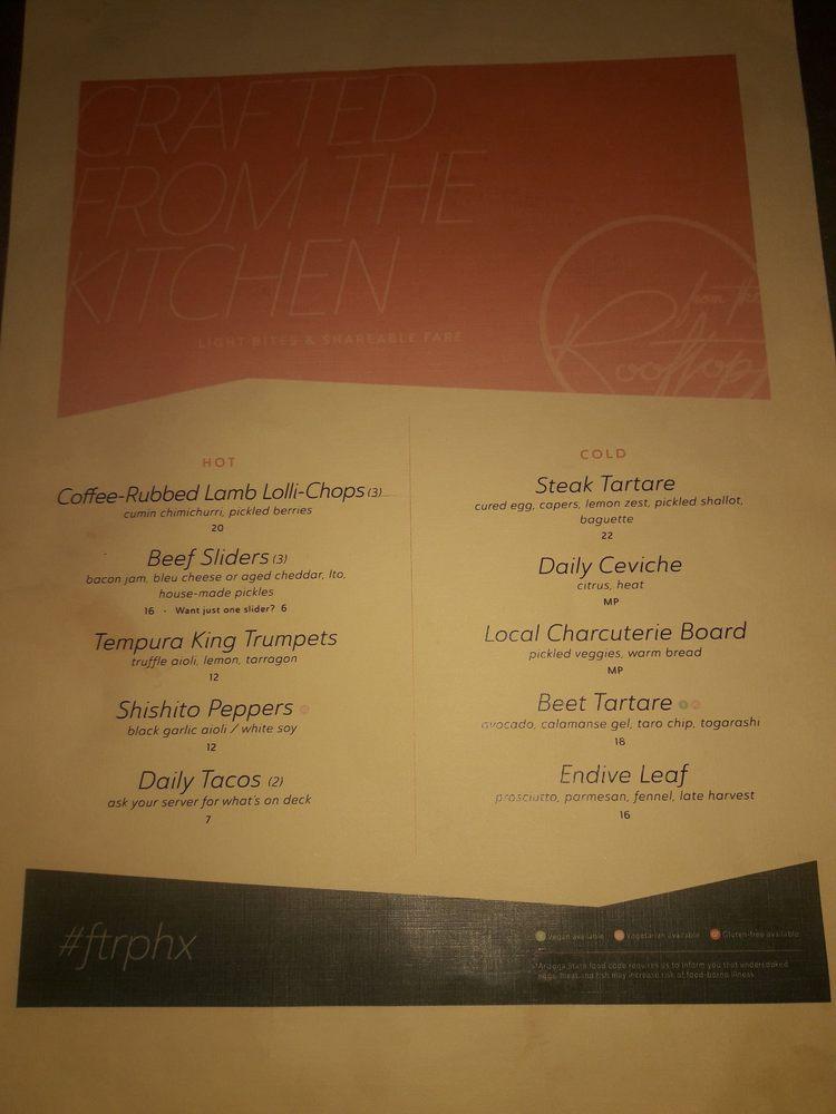 Menu at From The Rooftop pub & bar, Phoenix